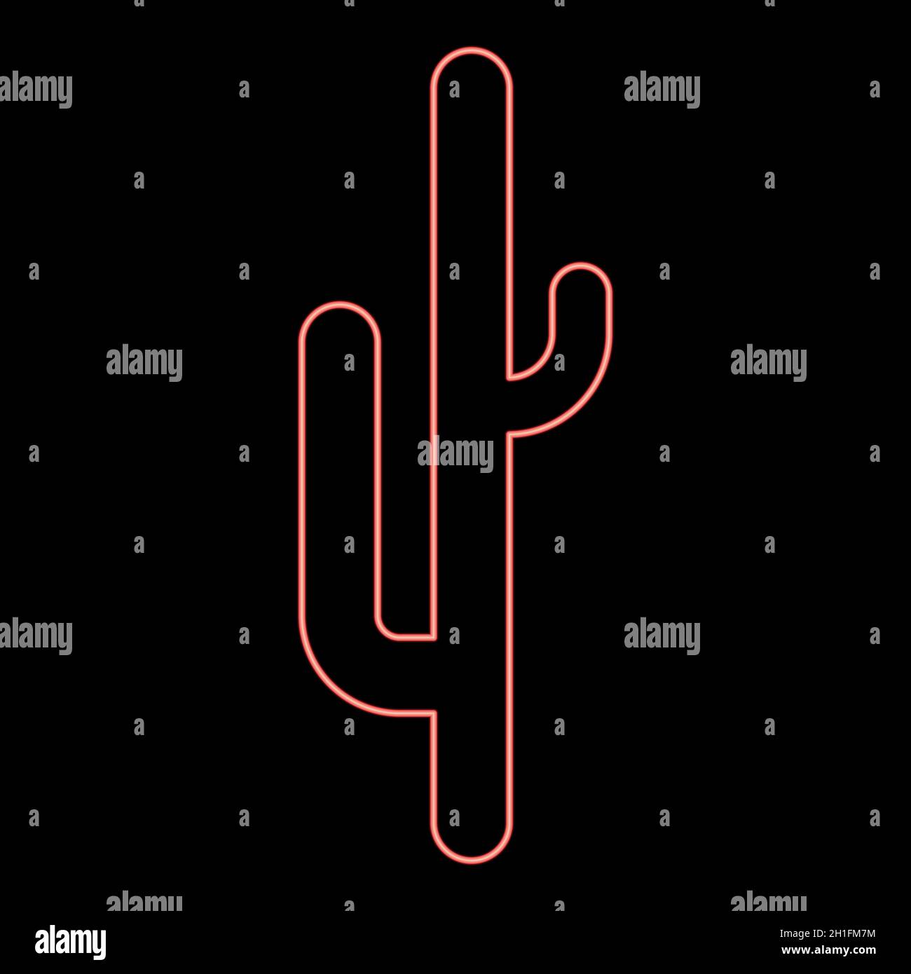 Neon cactus red color vector illustration flat style light image Stock ...