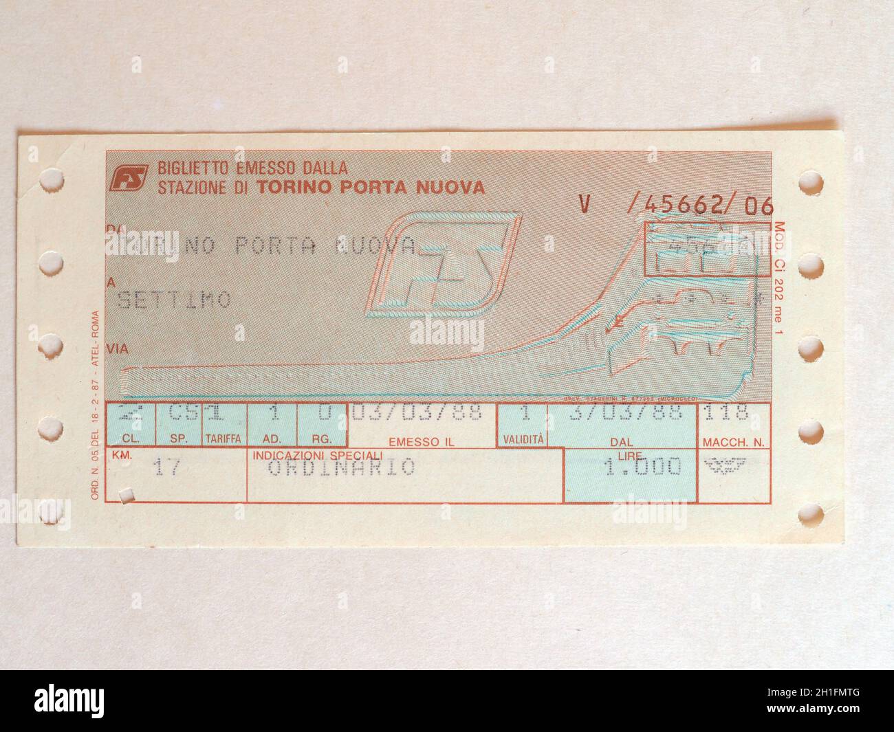 Vintage italian train ticket hi-res stock photography and images - Alamy