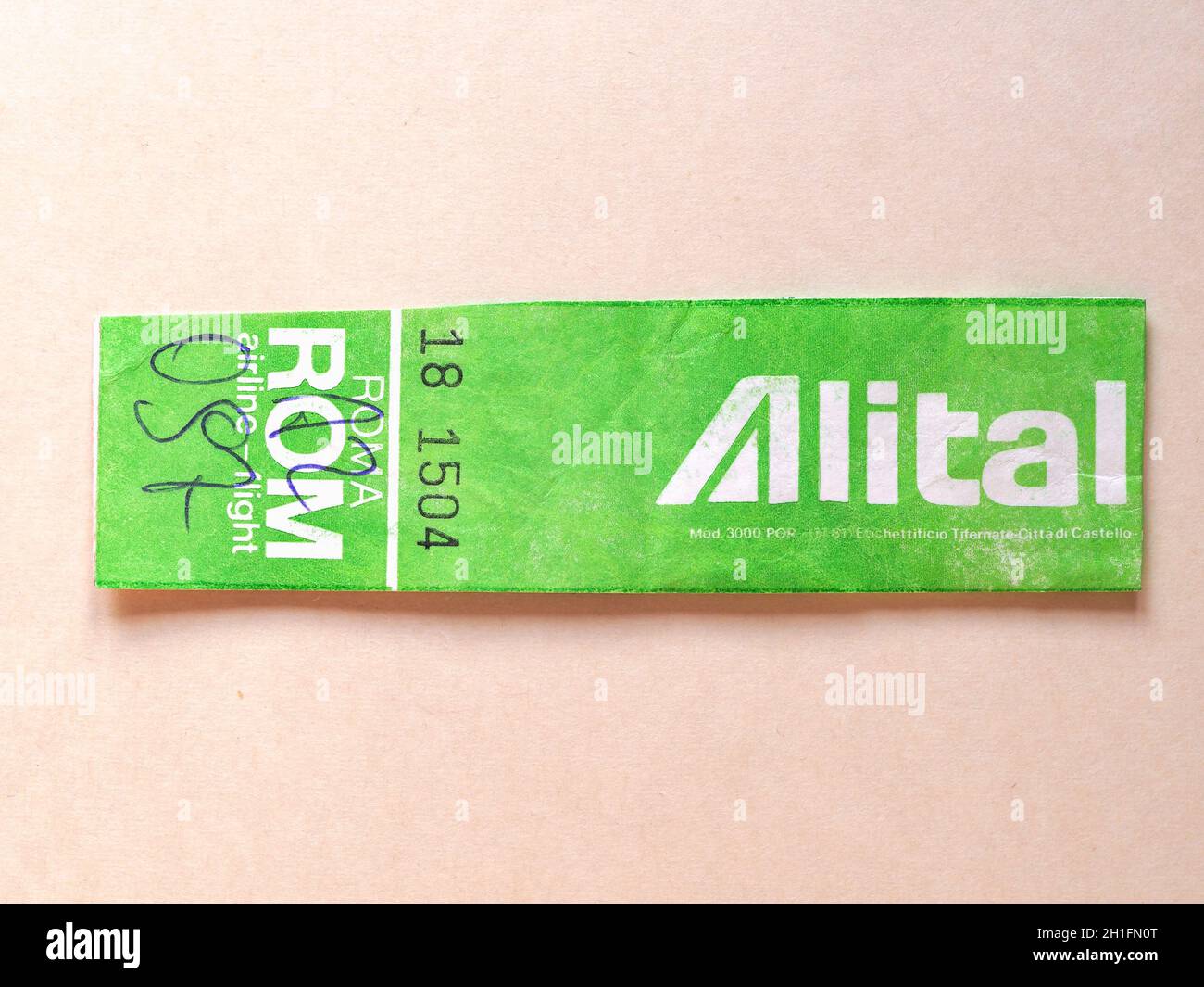 ROME, ITALY - CIRCA JUNE 2020: Alitalia airline baggage tags Stock ...