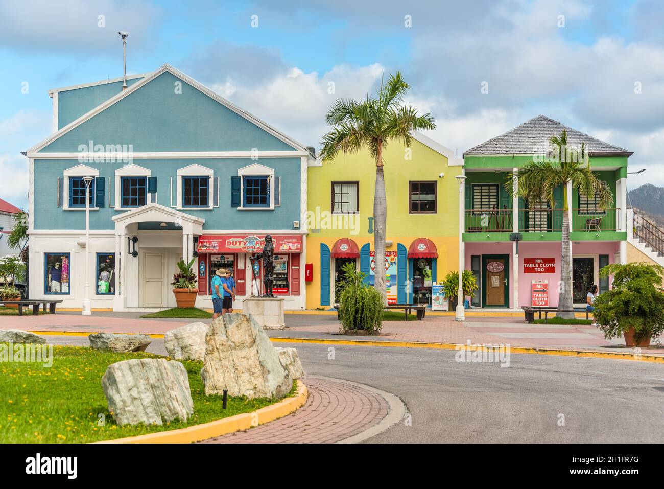 Point Blanche, St. Maarten - May 1, 2019: Shopping district in Cruise ...