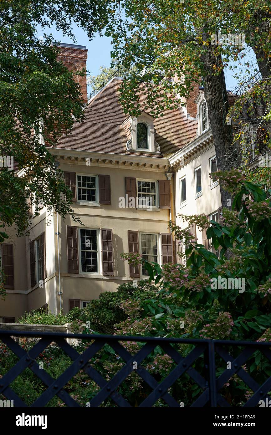 Winterthur Museum & Garden, portion of mansion, cream, brown shutters ...
