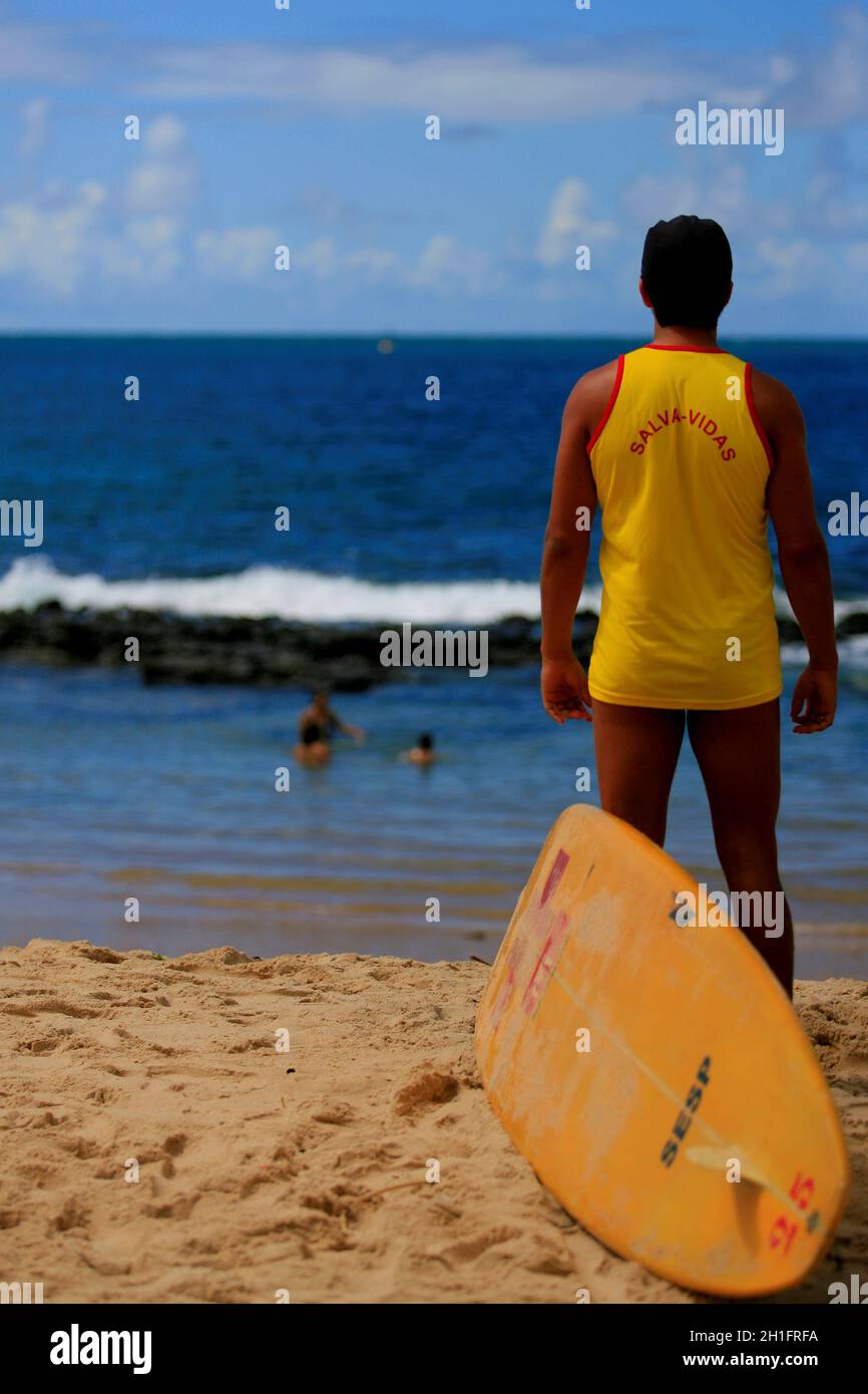 salvador, bahia / brazil - March 3, 2014: Lifeguards are seen at Barra ...
