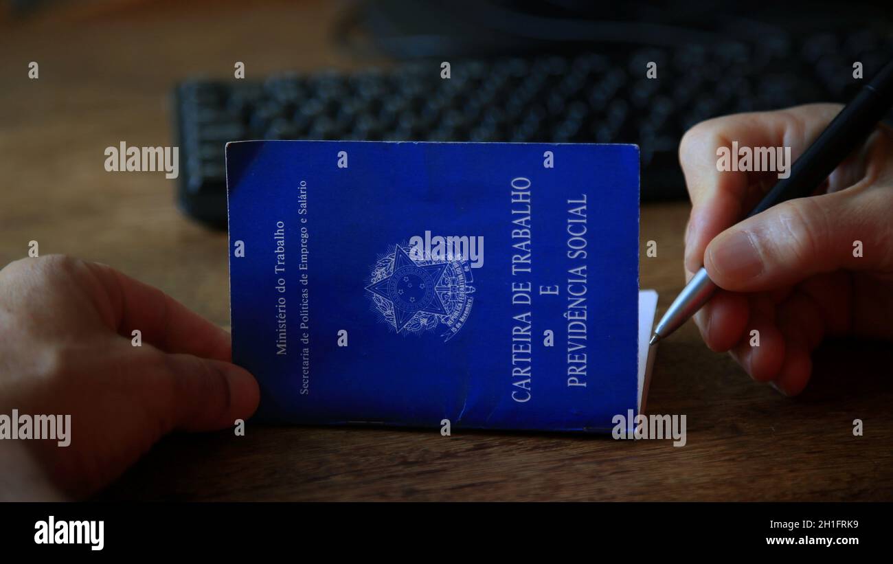 salvador, bahia / brazil - june 12, 2020: brazilian work permit is seen ...