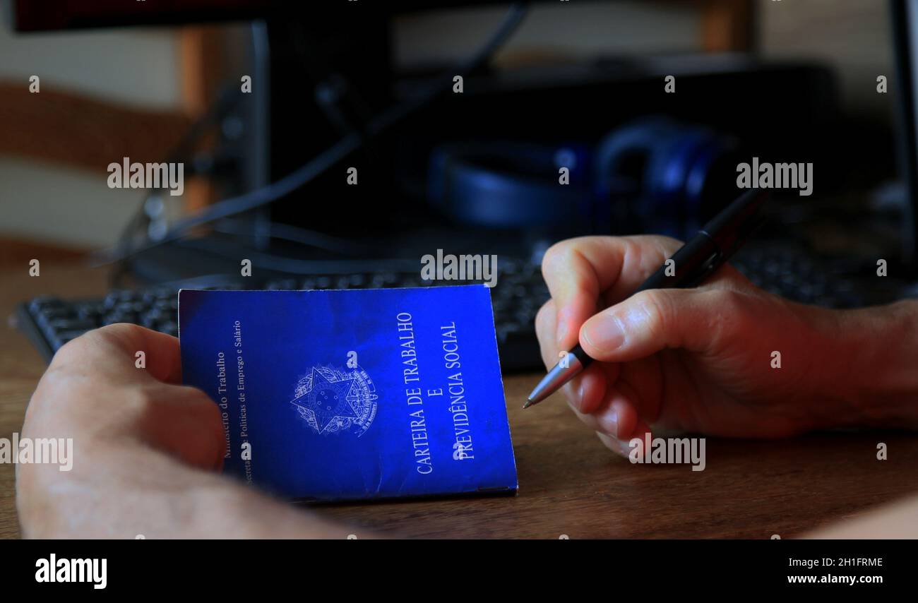 salvador, bahia / brazil - june 12, 2020: brazilian work permit is seen ...