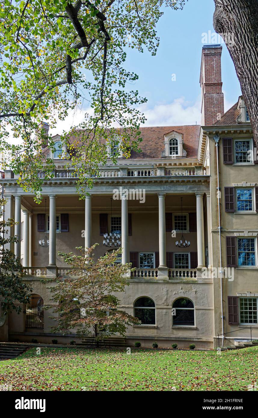 Winterthur Museum & Garden, upper portion of mansion, cream, brown ...