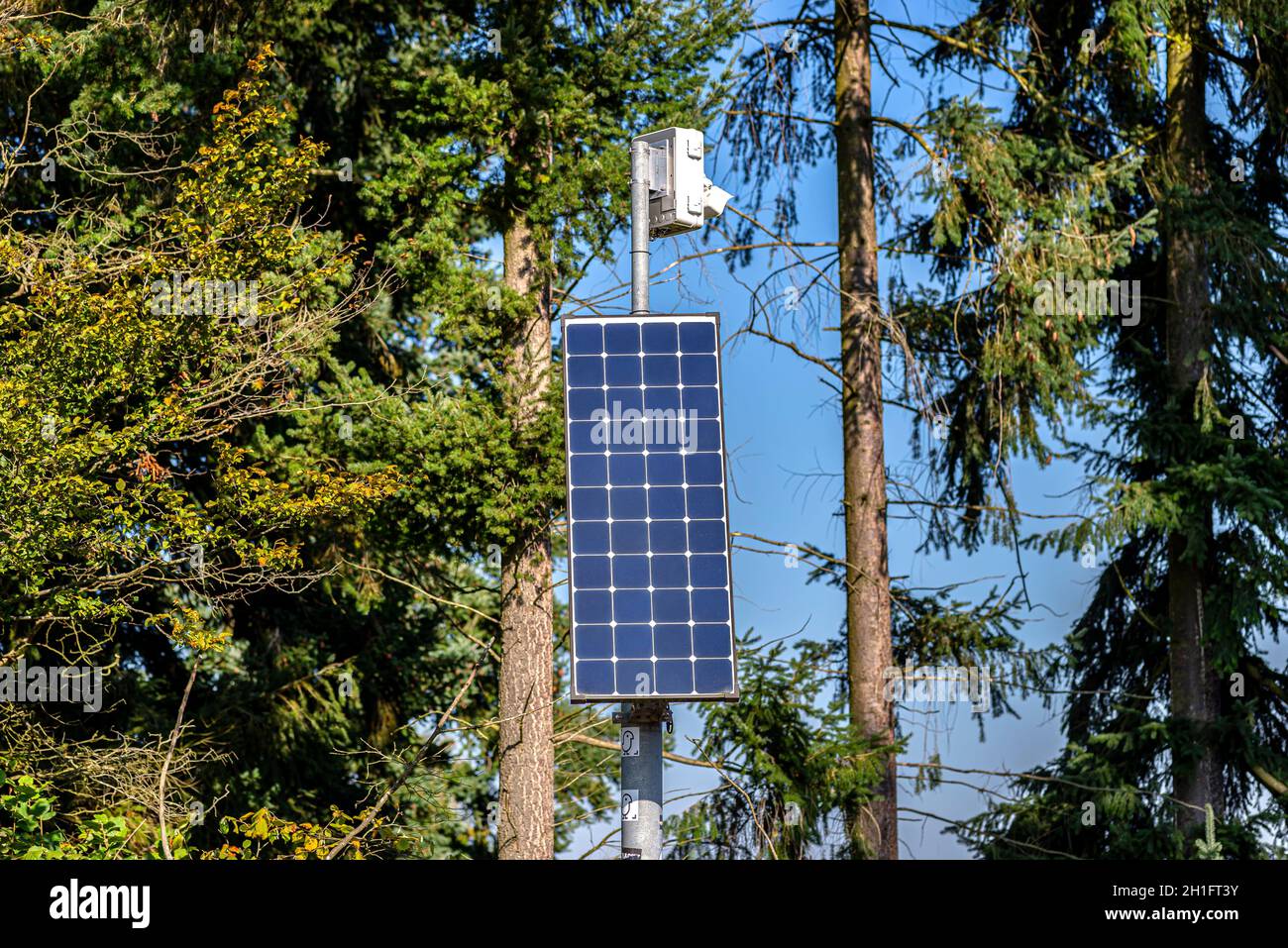 A monitoring system in a dense forest powered by solar energy from a ...