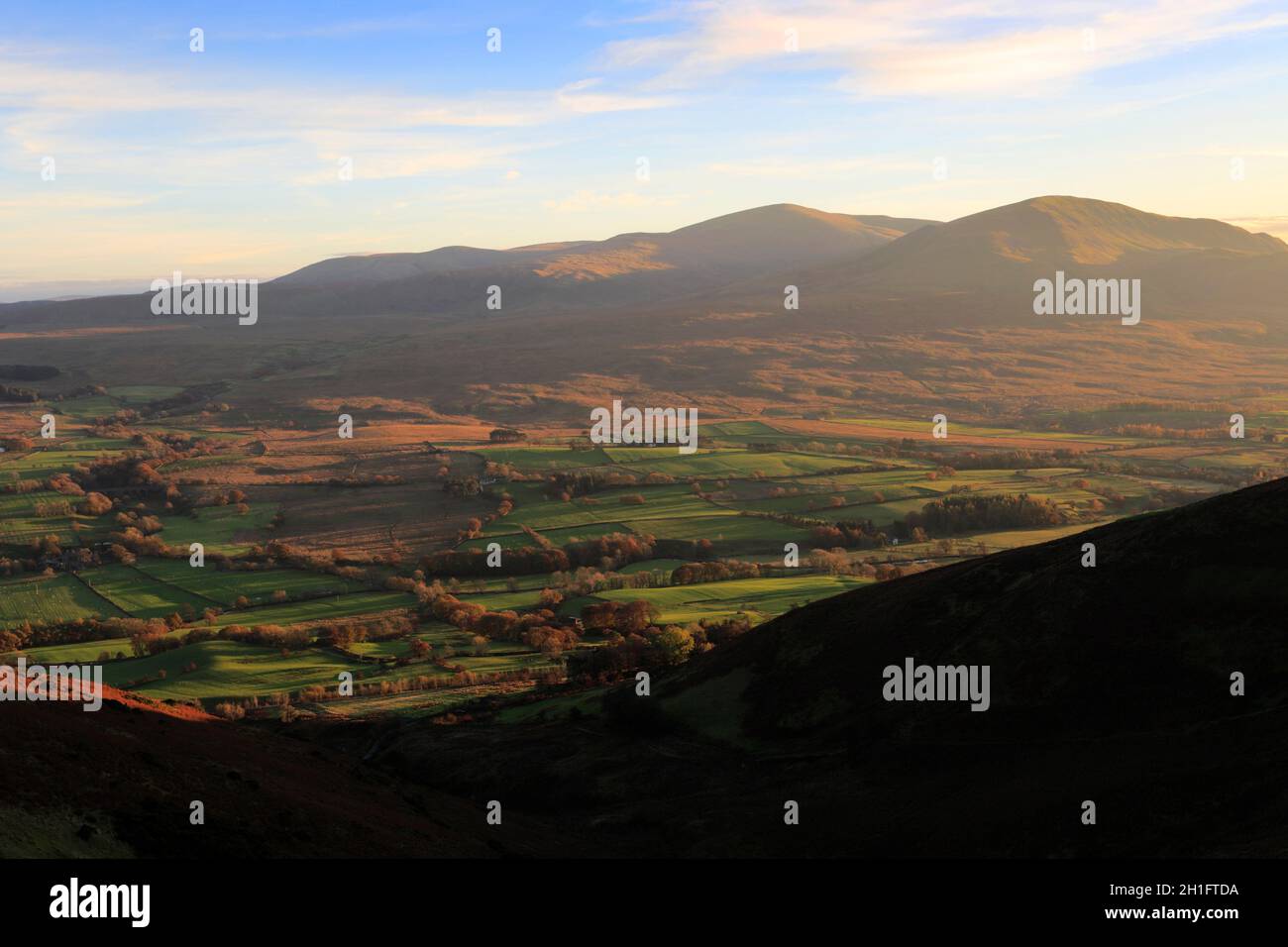 Sunset over Threlkeld Common, Keswick, Cumbria, Lake District National ...