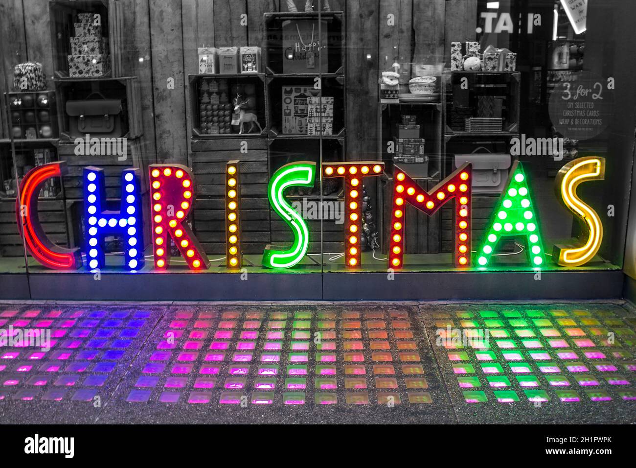 Shop window Christmas Sign Stock Photo - Alamy