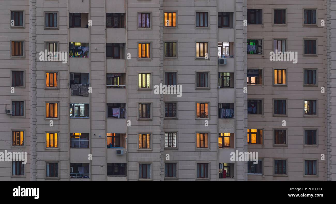 Building facade windows. Windows in a new building Stock Photo - Alamy