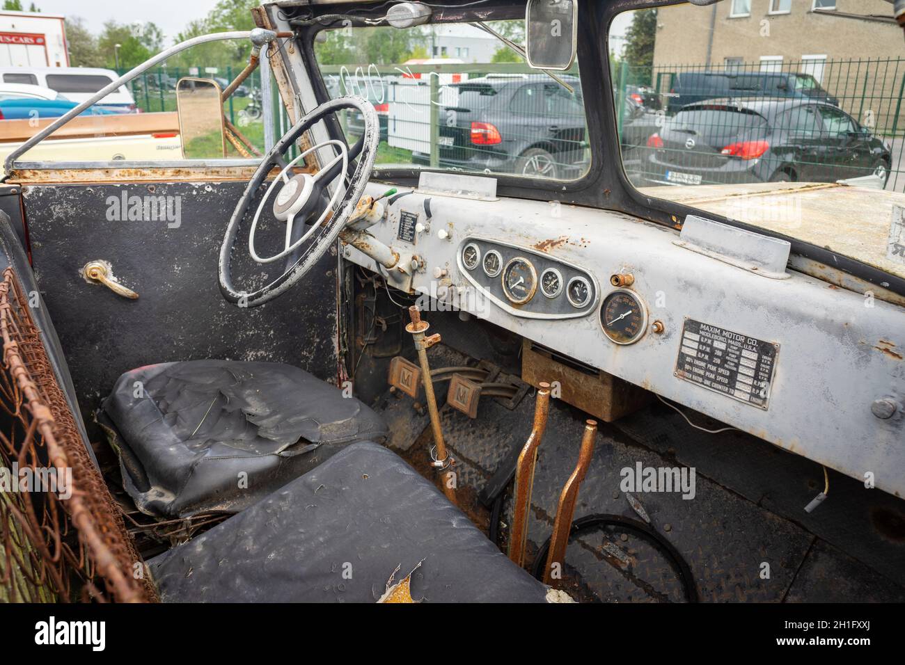 BERLIN - APRIL 27, 2019: Shabby interior of the Maxim Fire Truck Stock ...