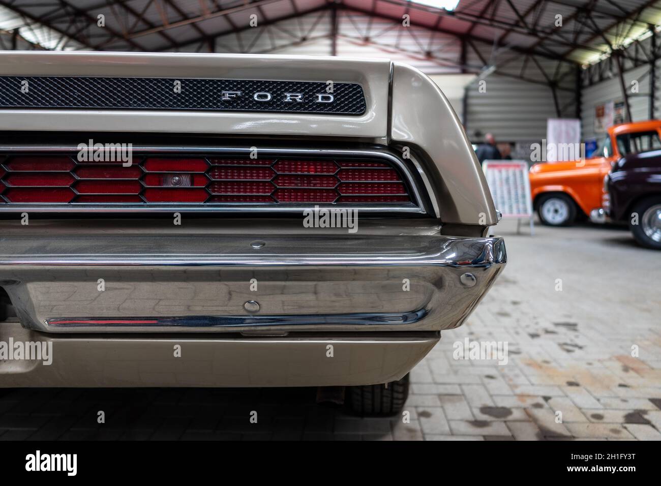 Berlin April 27 2019 Fragment Of Muscle Car Ford Torino Gt 1971