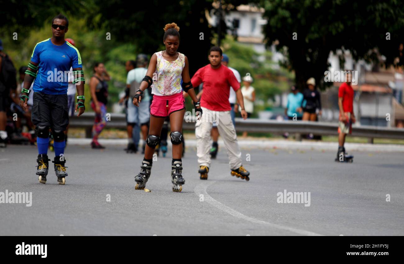 salvador, bahia / brazil - february 21, 2016: People seen rollerblading ...