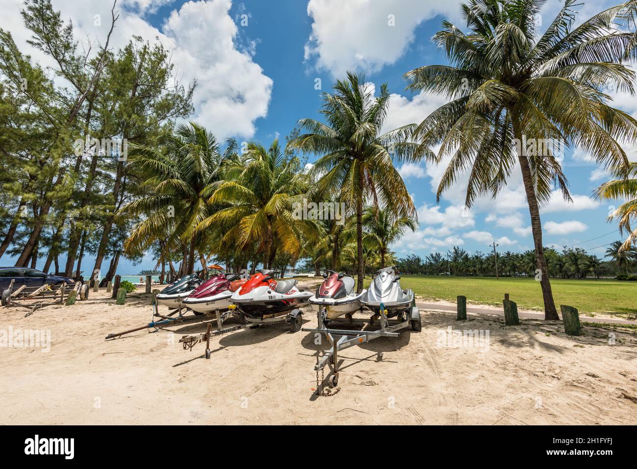 Nassau, Bahamas - May 3, 2019: Jet skis (water scooter, personal ...