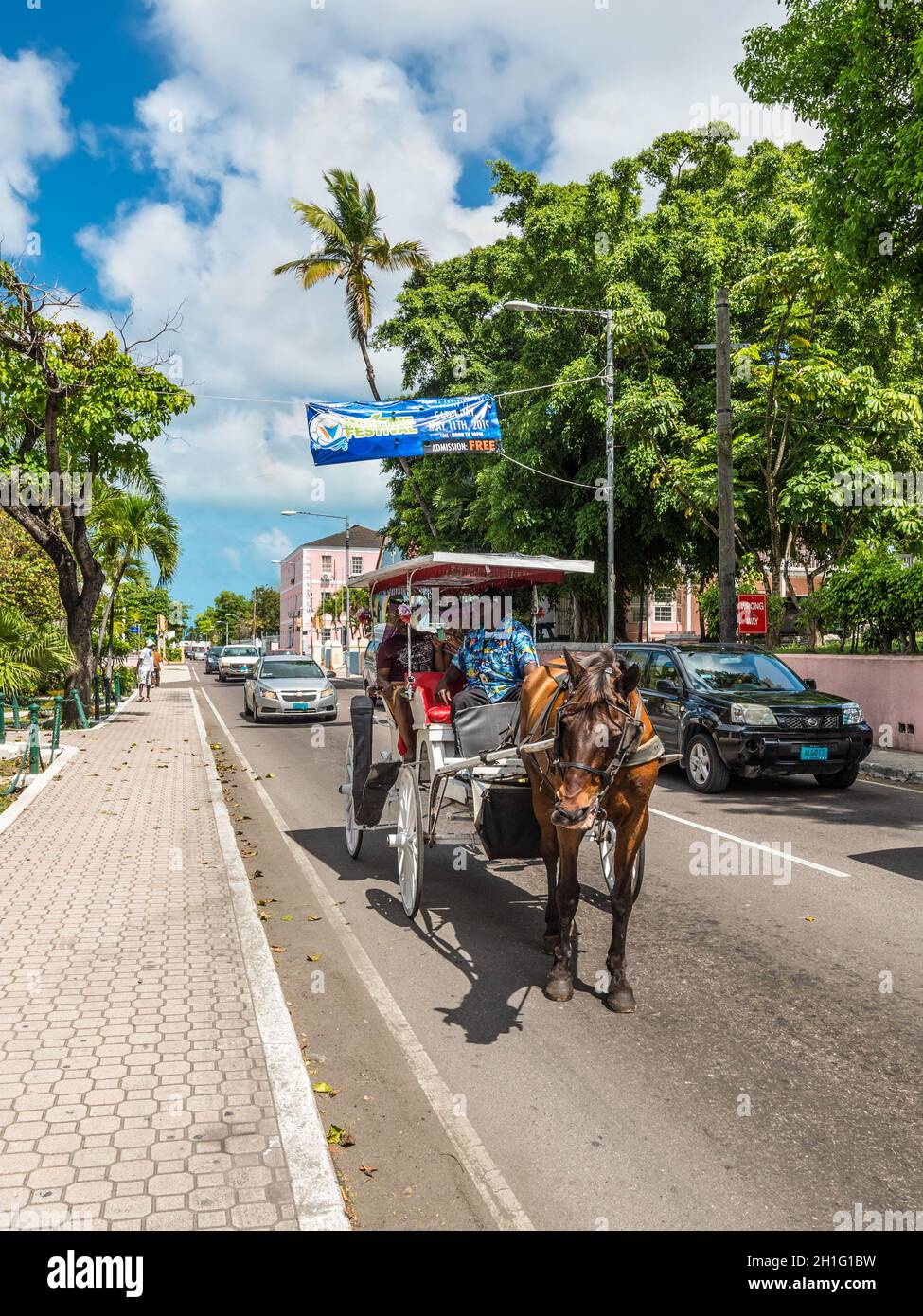 Nassau, Bahamas - May 3, 2019: Street view of Nassau at day with ...