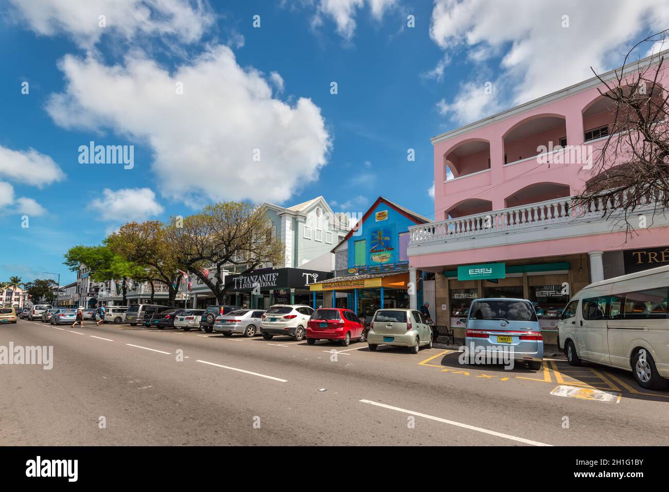 Nassau, Bahamas - May 3, 2019: Street view of Nassau at day with cars ...