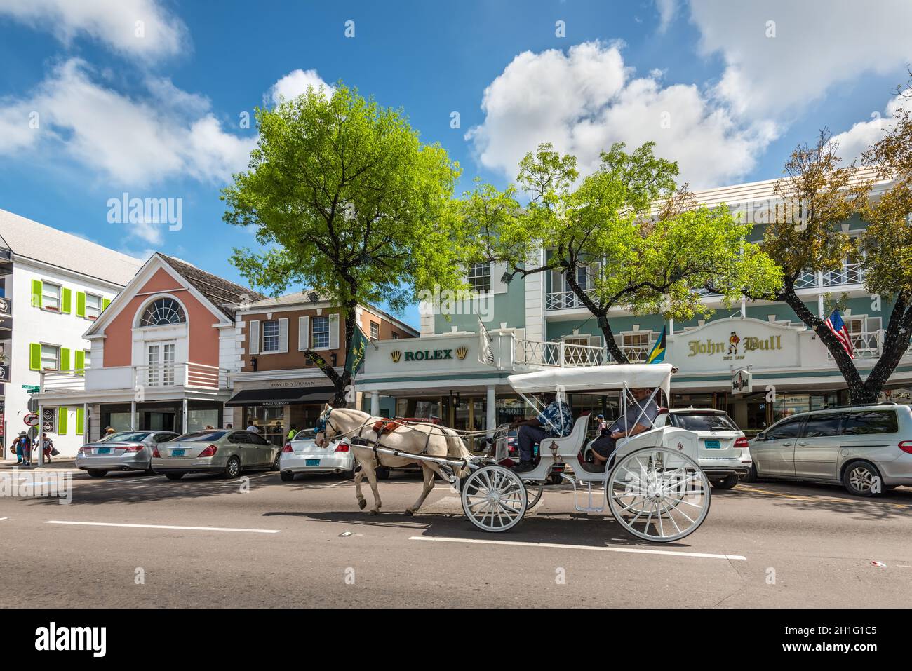 Nassau, Bahamas - May 3, 2019: Street view of Nassau at day with ...