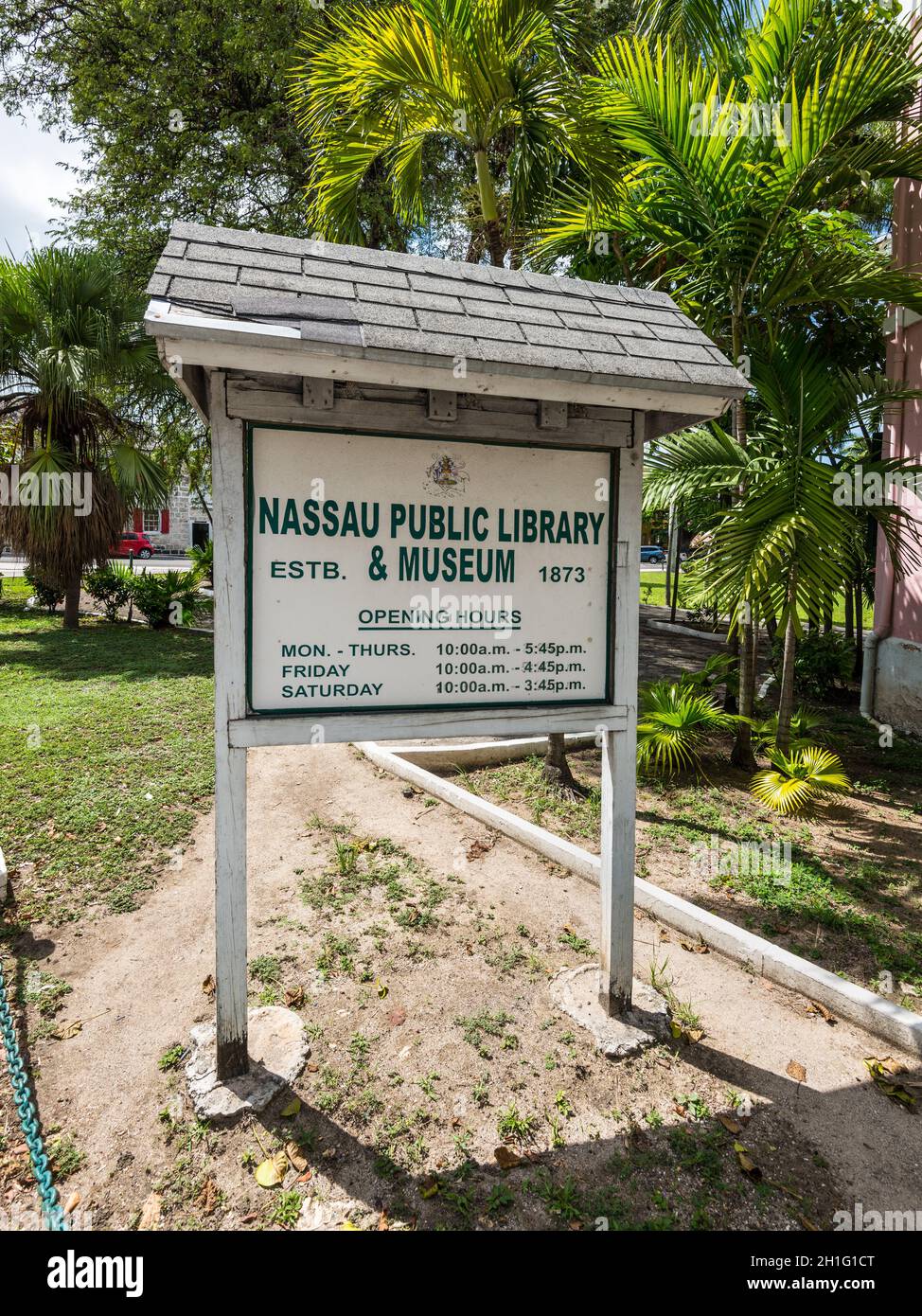 Nassau, Bahamas - May 3, 2019: Signboard of the Nassau Public Library ...