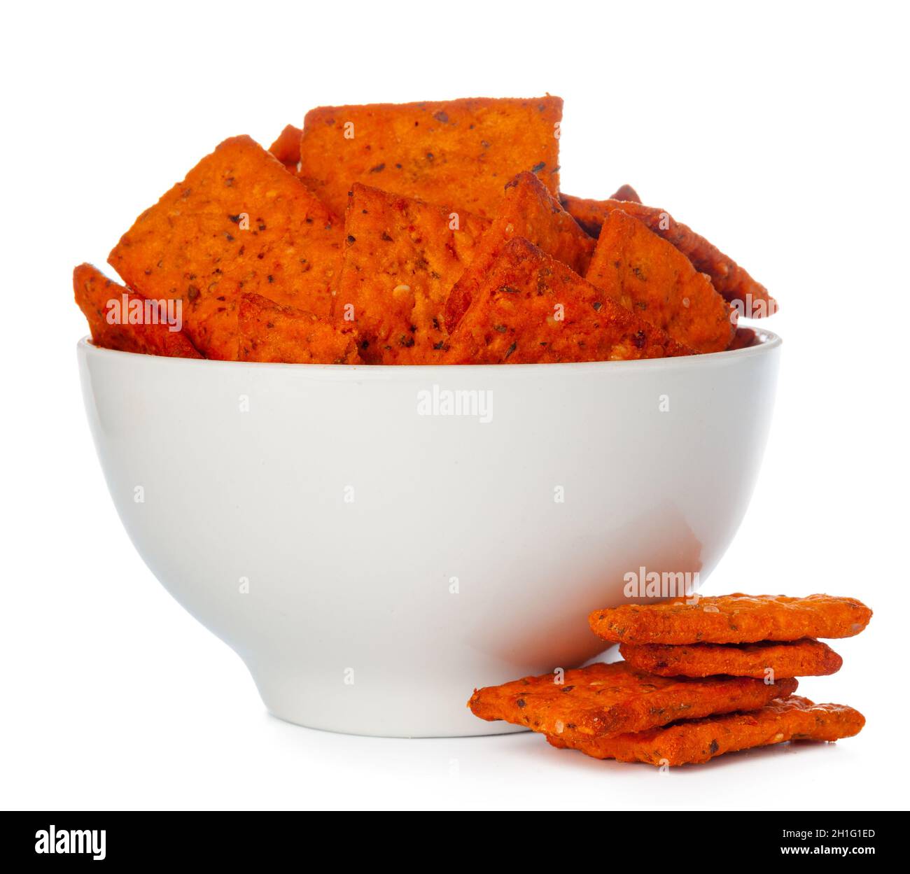 Dried bread crisps isolated on white background Stock Photo - Alamy