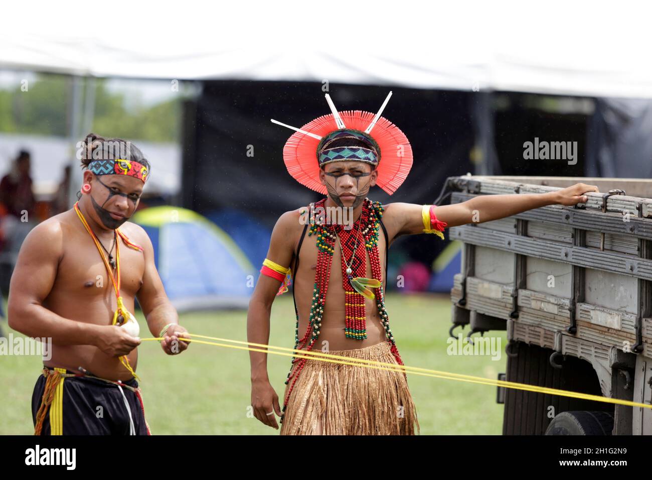 salvador, bahia / brazil - May 7, 2019: Indigenous of Bahia tribe are ...