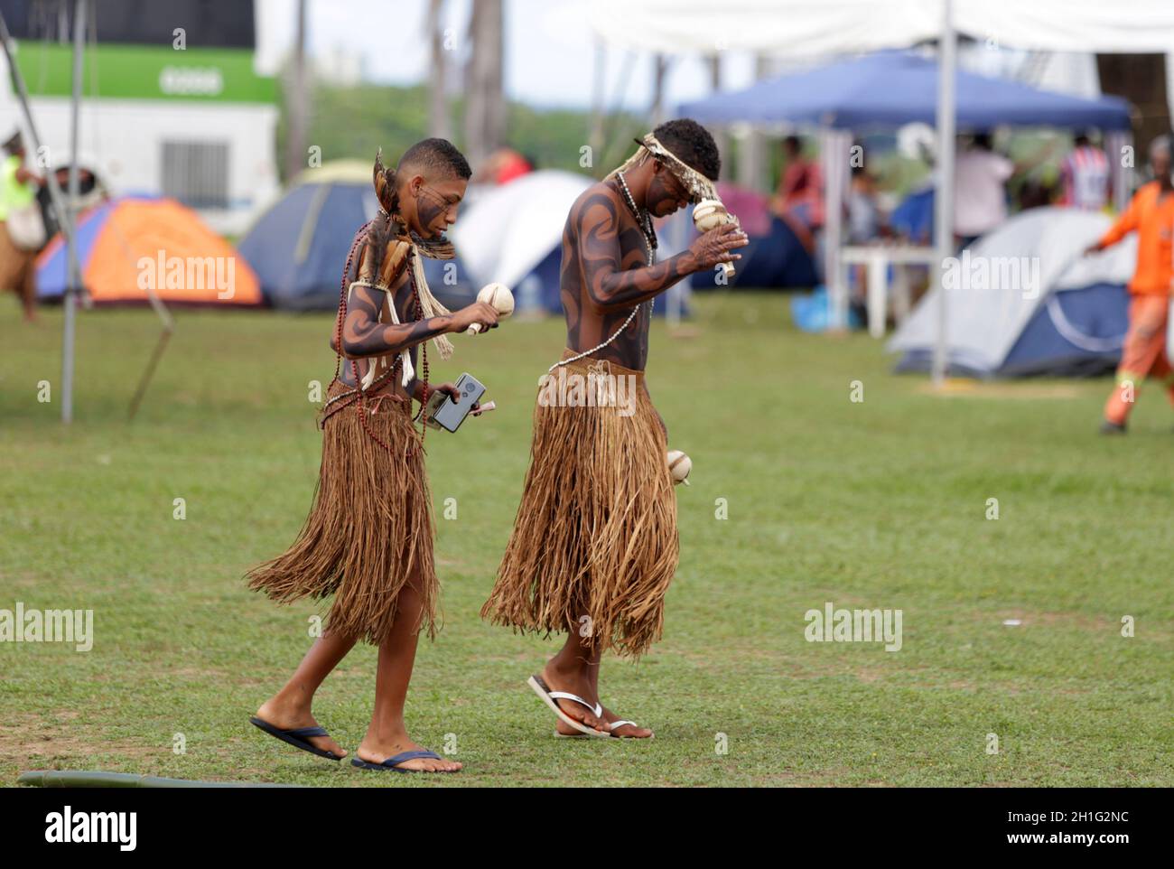 salvador, bahia / brazil - May 7, 2019: Indigenous of Bahia tribe are ...