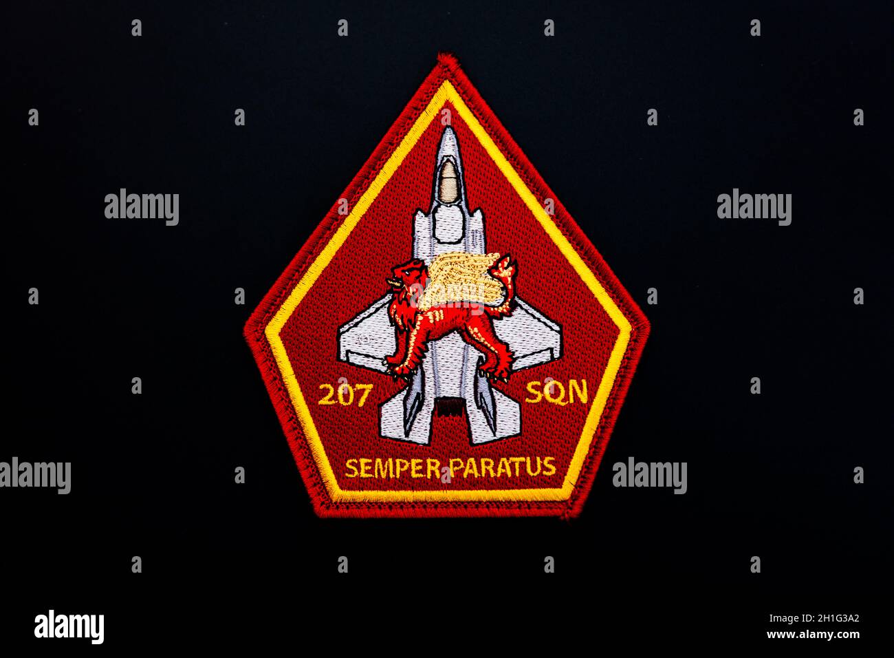 207 Squadron F-35 Maroon Pentagon patch Stock Photo - Alamy