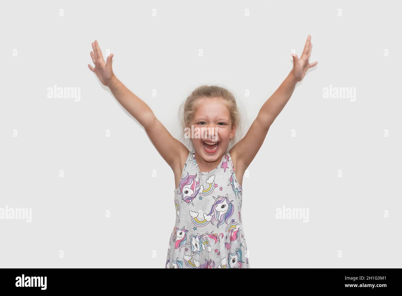 Laughing cute girl portrait. Little girl smiling at home Stock Photo ...
