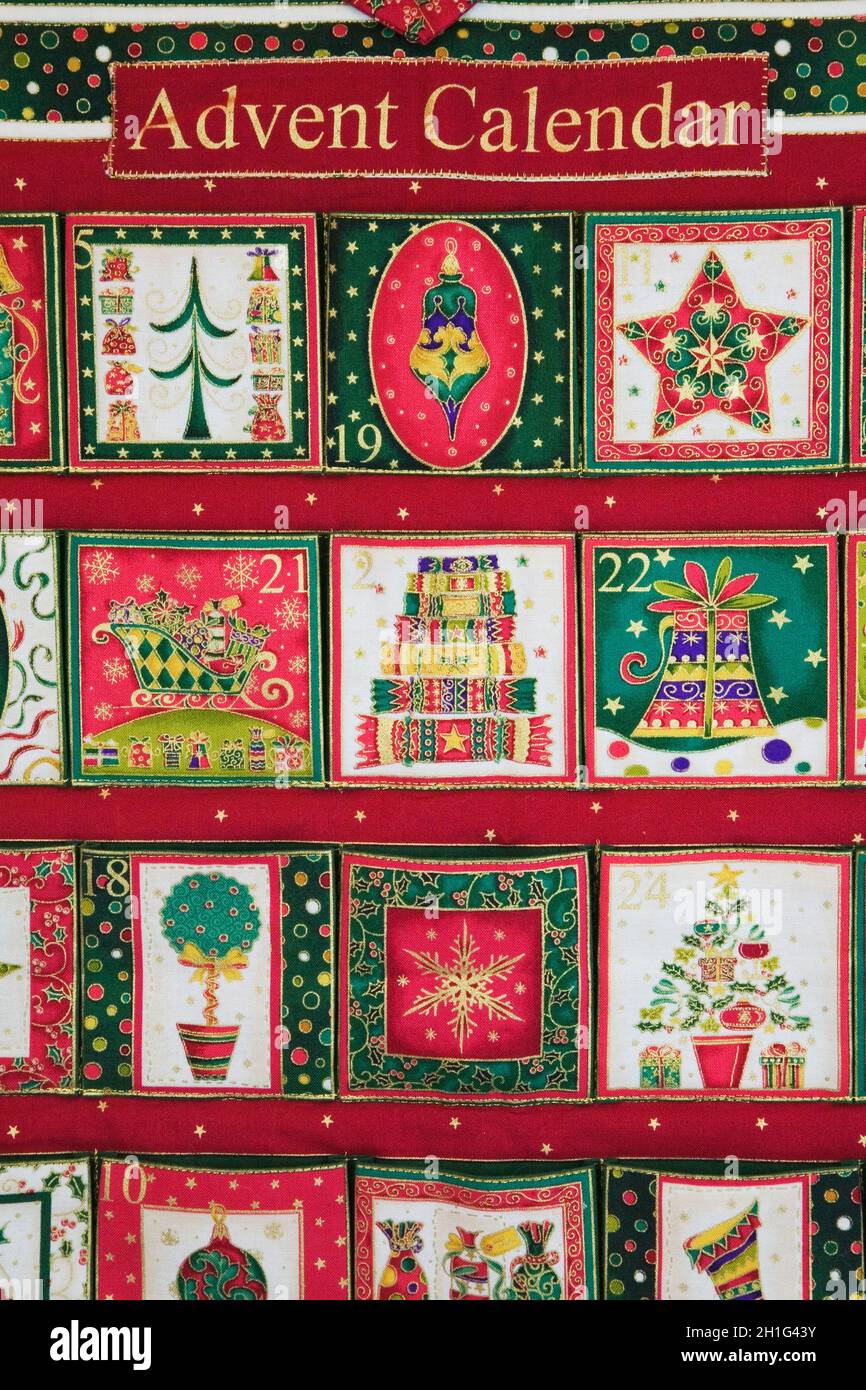 home made Christmas Advent Calendar made from Fabric and hand stitched ...