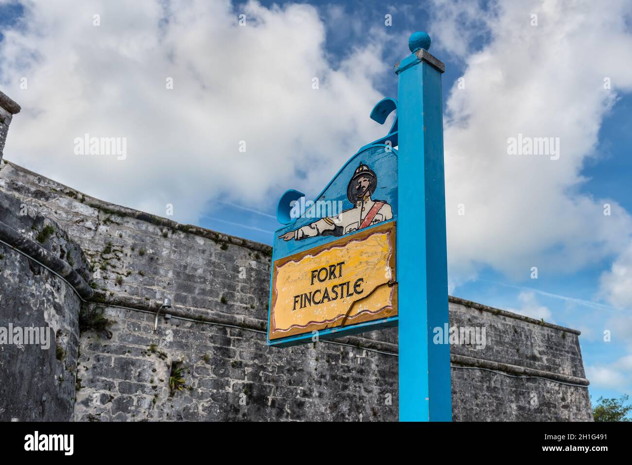 Nassau, Bahamas - May 3, 2019: The Fort Fincastle sign on Bennet's Hill ...