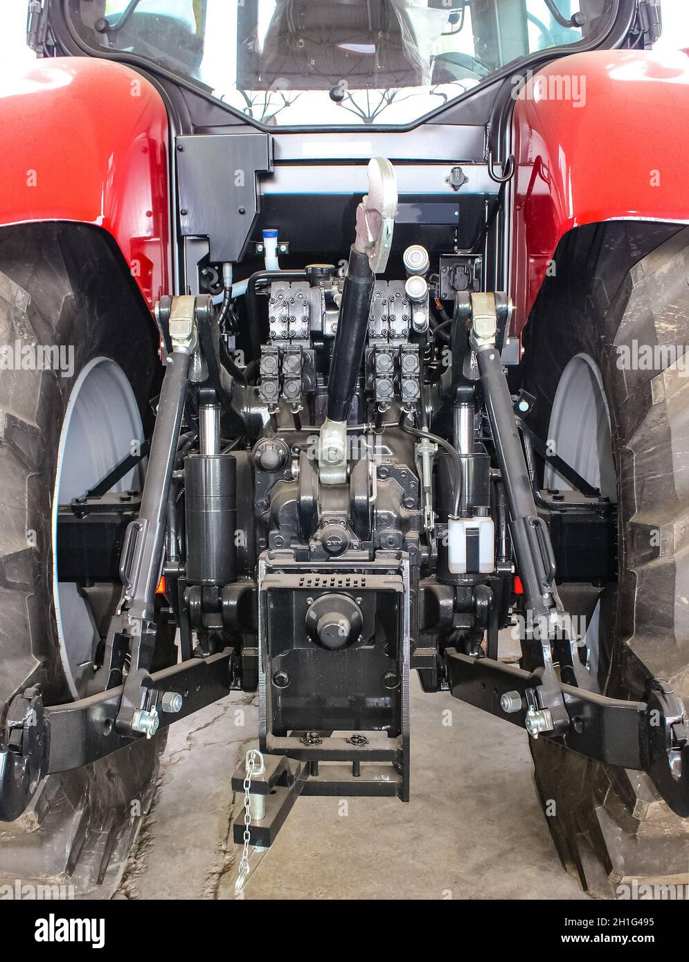 Top view of new modern diesel agricultural tractor or combine or car ...