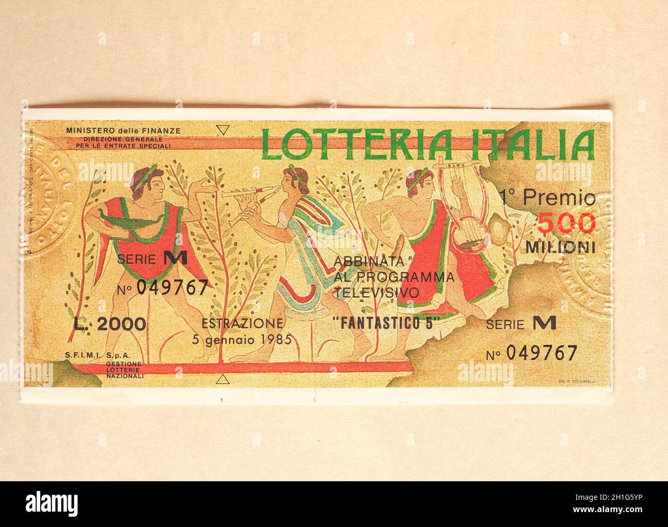 ROME, ITALY - CIRCA JUNE 2020: Vintage Lotteria Italia (translation ...