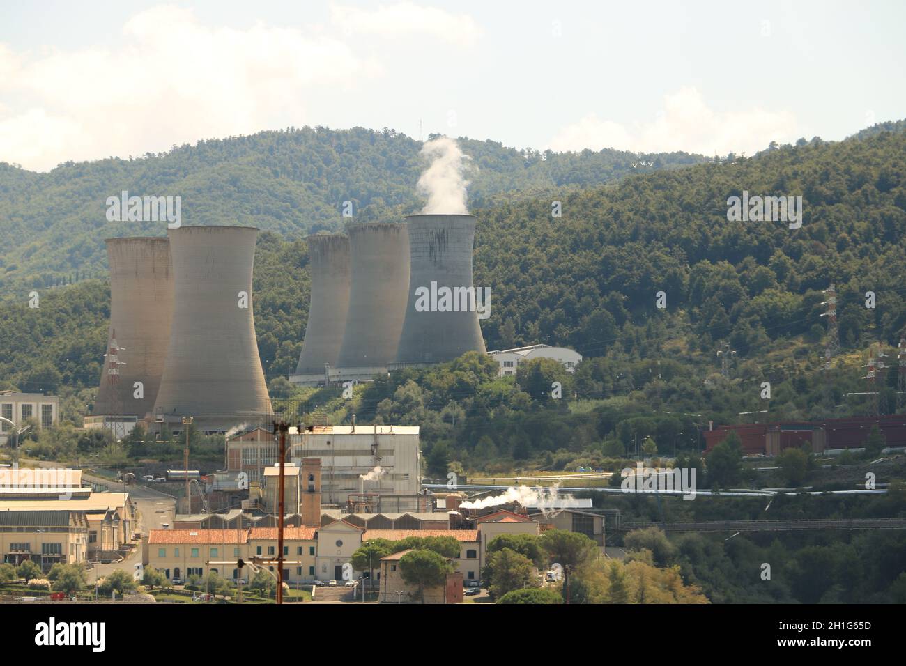 Larderello, Tuscany, Italy. About september 2019. Geothermal power ...