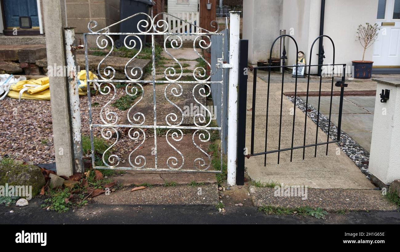 Wrought iron garden gates, council estate, Sheffield circa 1950 Stock ...