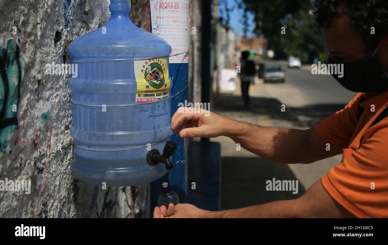salvador, bahia / brazil - july 1, 2020: improvised system of hand ...