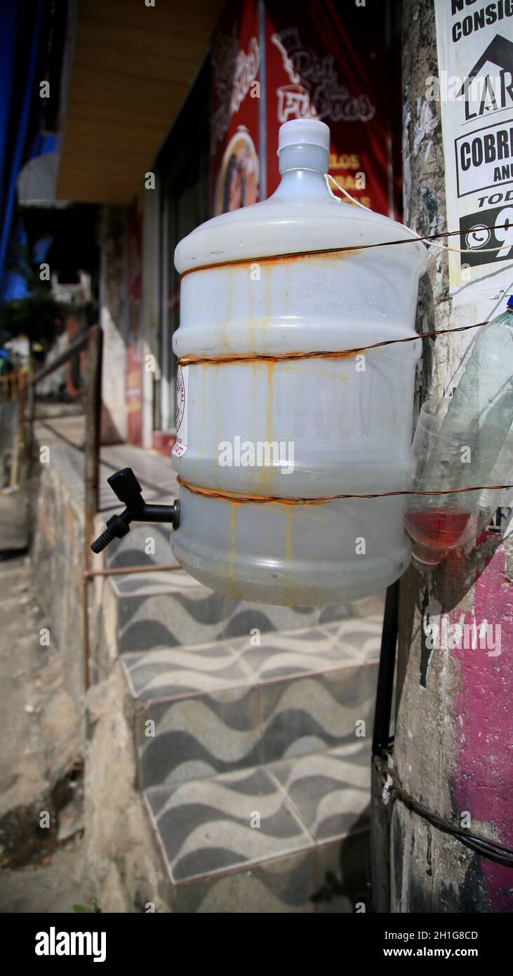 salvador, bahia / brazil - july 1, 2020: improvised system of hand ...