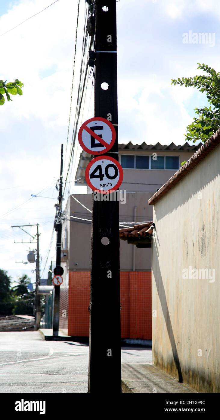 salvador, bahia / brazil - july 4, 2020: road signs indicate a maximum ...