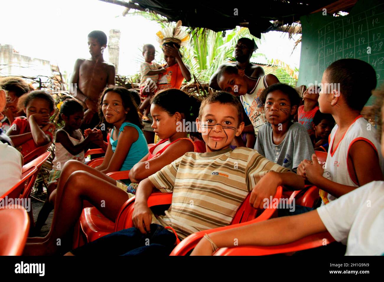 santa cruz cabralia, bahia / brazil - may9, 2009: indigenous children ...
