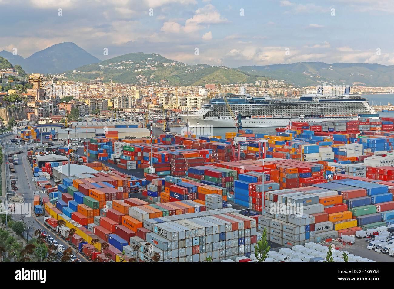 Salerno, Italy - June 27, 2014: Aerial View of Shipping Containers at ...