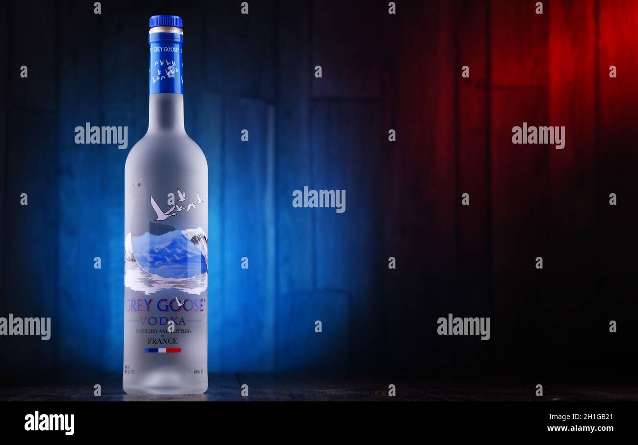 POZNAN, POL - JUL 1, 2020: Bottle of Grey Goose, a brand of French ...