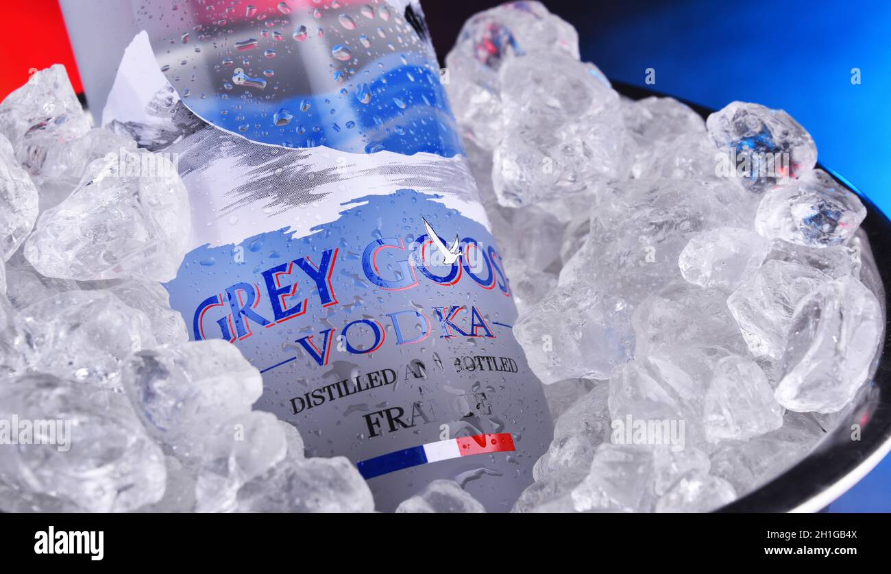 POZNAN, POL - JUL 1, 2020: Bottle of Grey Goose, a brand of French ...