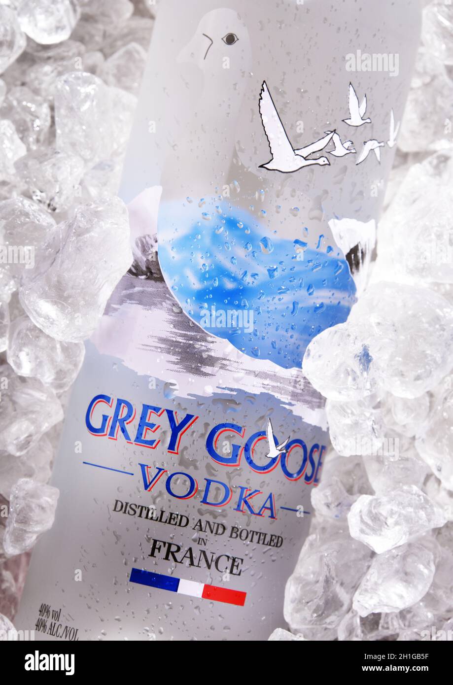 POZNAN, POL - JUL 1, 2020: Bottle of Grey Goose, a brand of French ...