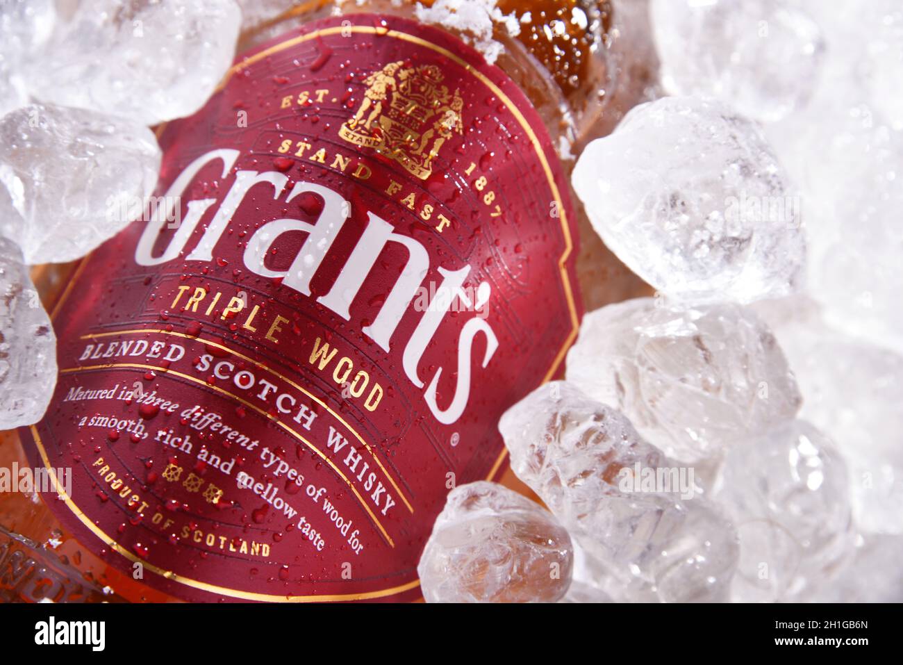 POZNAN, POL - JUN 18, 2020: Bottle of Grant's whisky, the oldest family ...