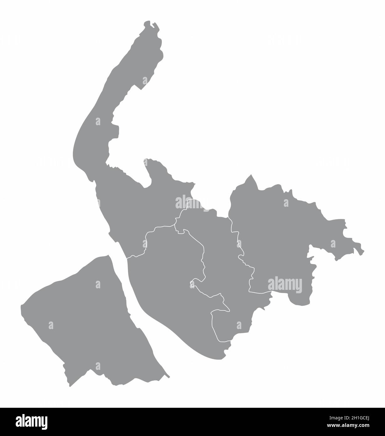 Merseyside county administrative map isolated on white background ...