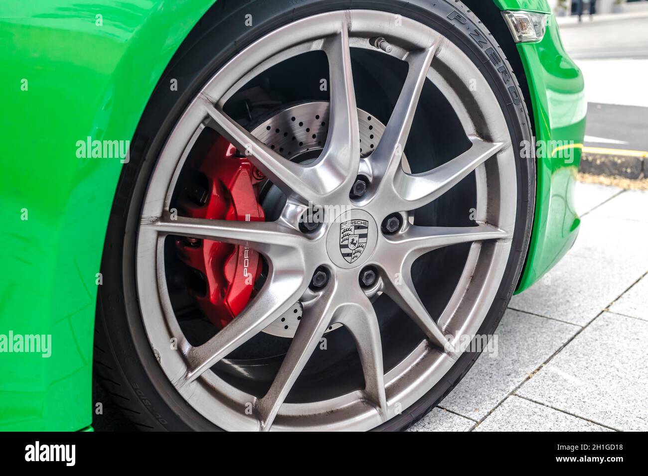Wetzlar, Germany 2020 06 11: Beautiful wheel rim of a Porsche Car ...