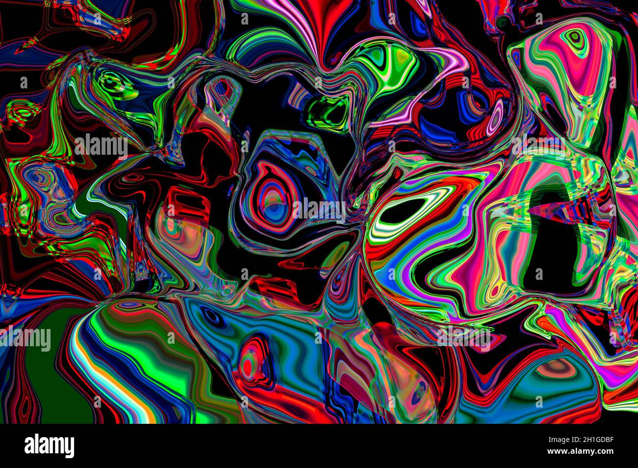 Abstract background, psychedelic pattern in neon colors of a digital ...