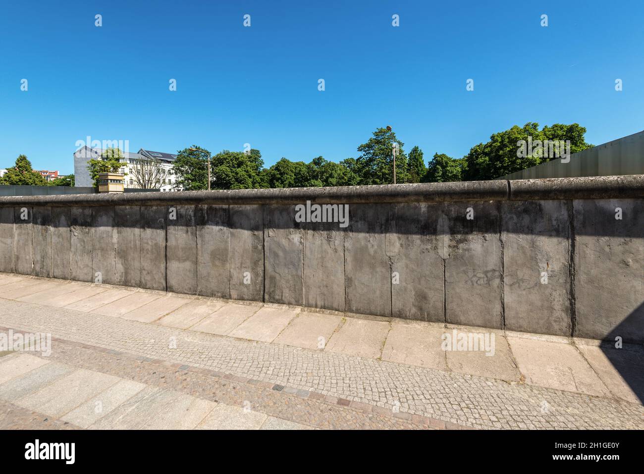 View of a section of the original east-west Berlin wall, part of the ...