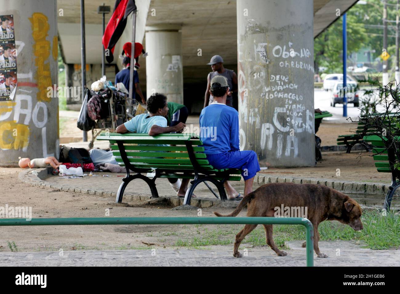 salvador, bahia / brazil - april 30, 2012: homeless people are seen ...