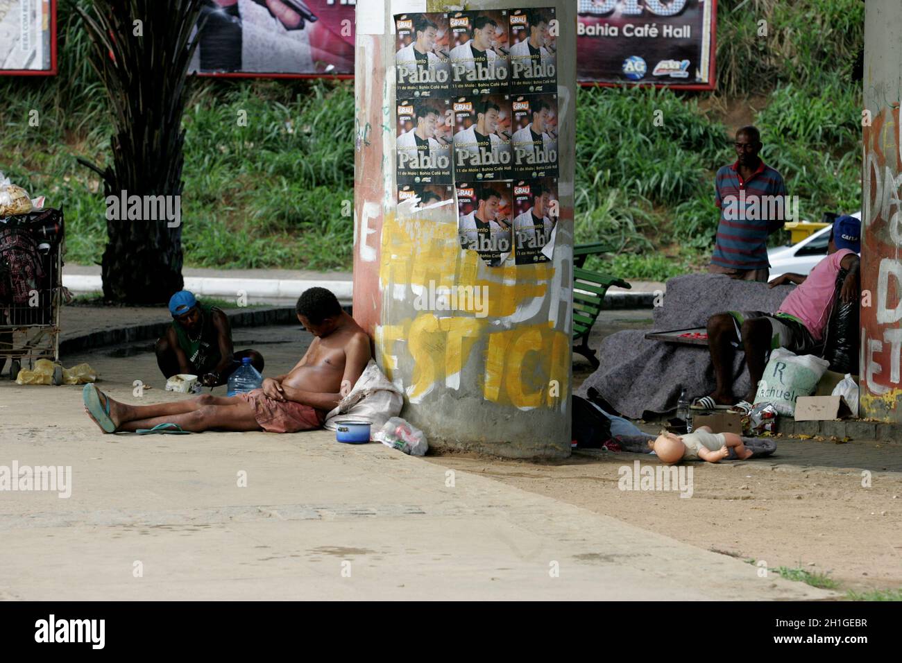 salvador, bahia / brazil - april 30, 2012: homeless people are seen ...