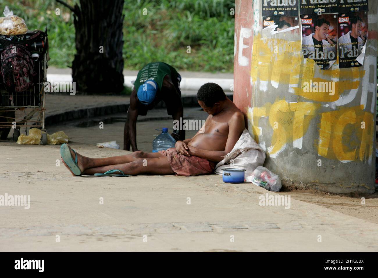 salvador, bahia / brazil - april 30, 2012: homeless people are seen ...