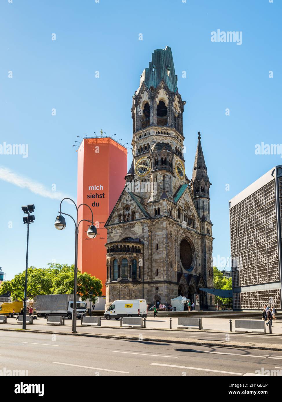 Berlin, Germany - May27, 2017: Kaiser-Wilhelm-Kirche, broken spire and ...