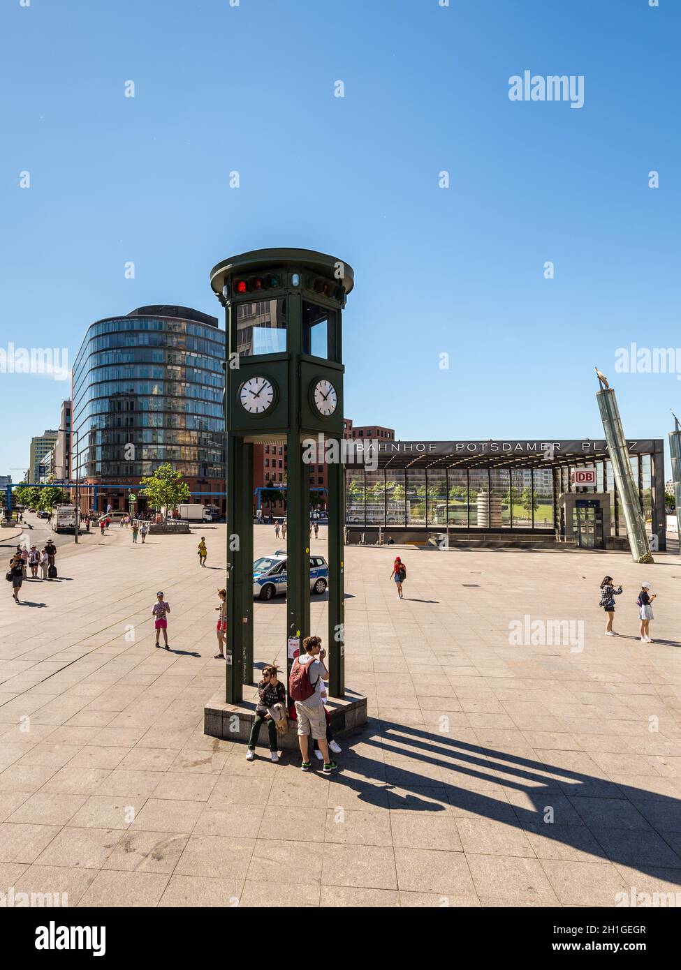 Berlin, Germany - May27, 2017: Very old traffic light with clock in the ...